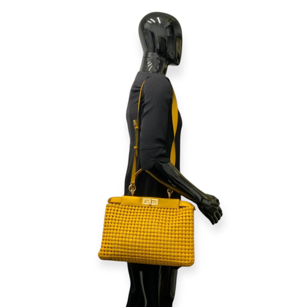 Fendi Iconic Medium Intreccio Peekaboo Bag - Gold House